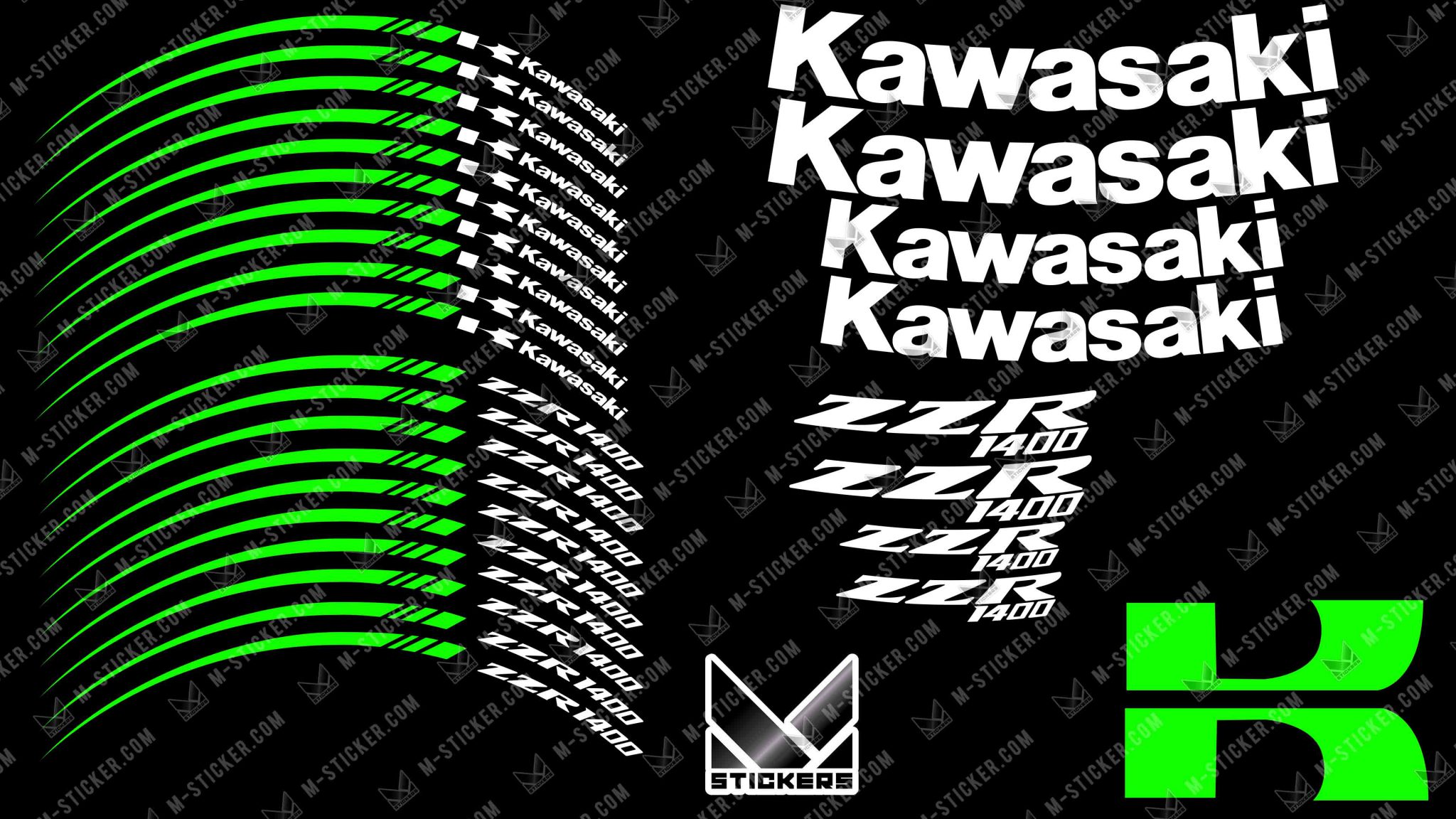 Stickers jante Kawasaki ZZR 1400 - Kit déco jantes complet