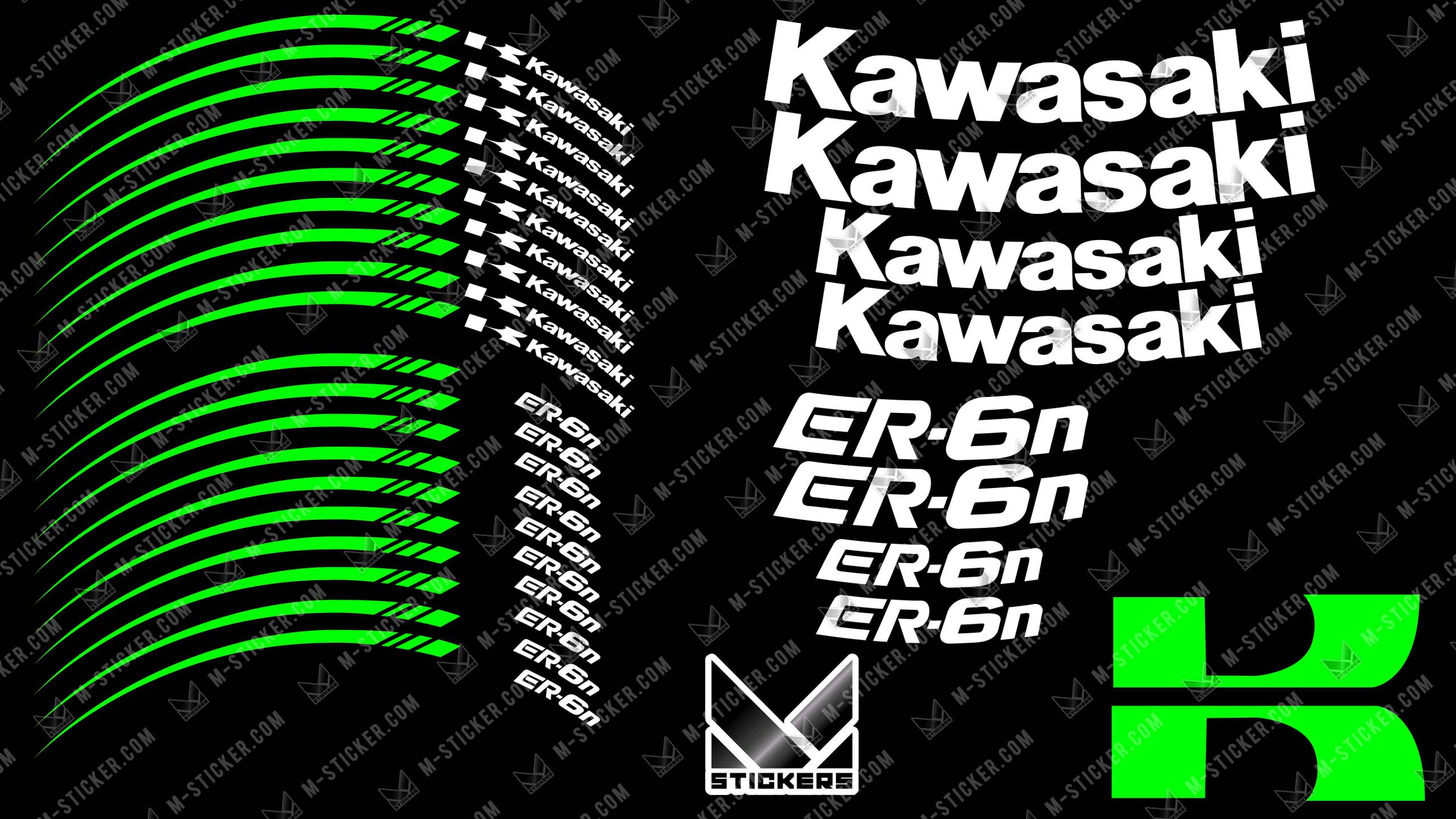 Kit stickers jantes Kawasaki ER6-N - Kit déco jantes ER6 - M-Stickers