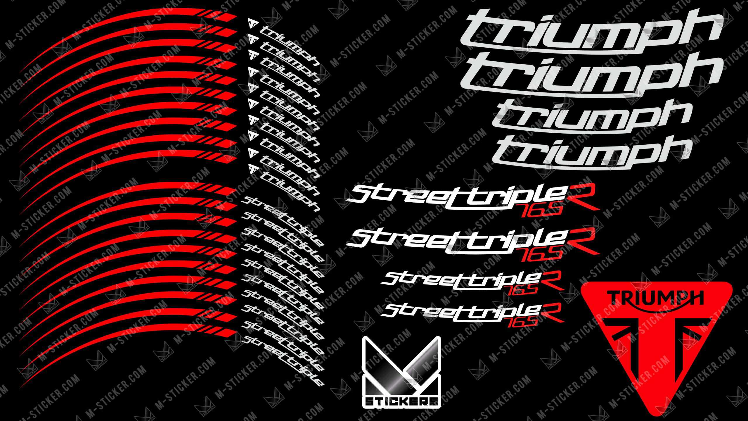 Kit stickers jante Triumph Street triple 765 R - Kit déco pour 2 jantes