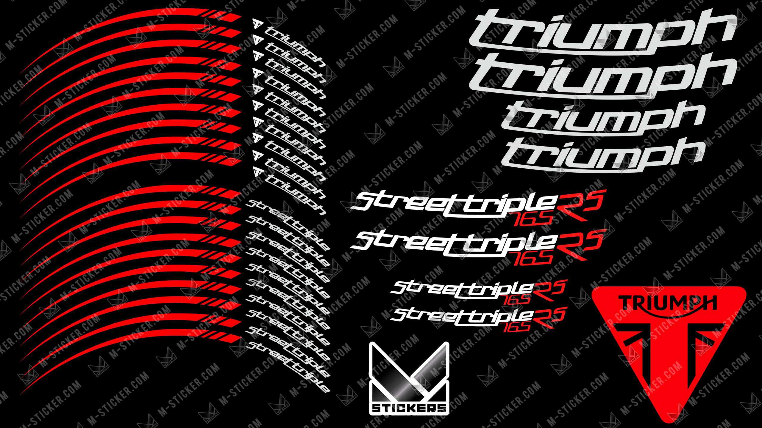 Kit stickers jante Triumph Street Triple 765 RS - Kit déco pour 2 jantes