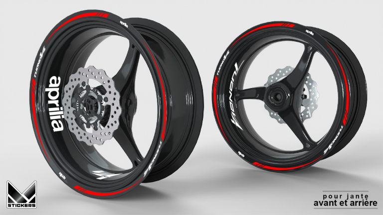 Aprilia Tuono V4 Rim Stickers - Red/White